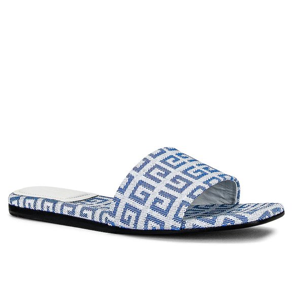 Givenchy | Shoes | New Givenchy 4g Flat Mule Sandals In White Blue Logo ...